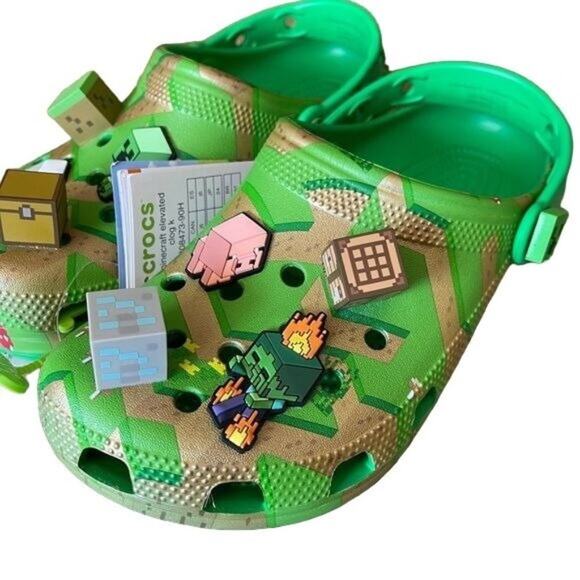 CROCS | Shoes | Crocs Minecraft Clog Green Gold Pig Creepers Treasure ...